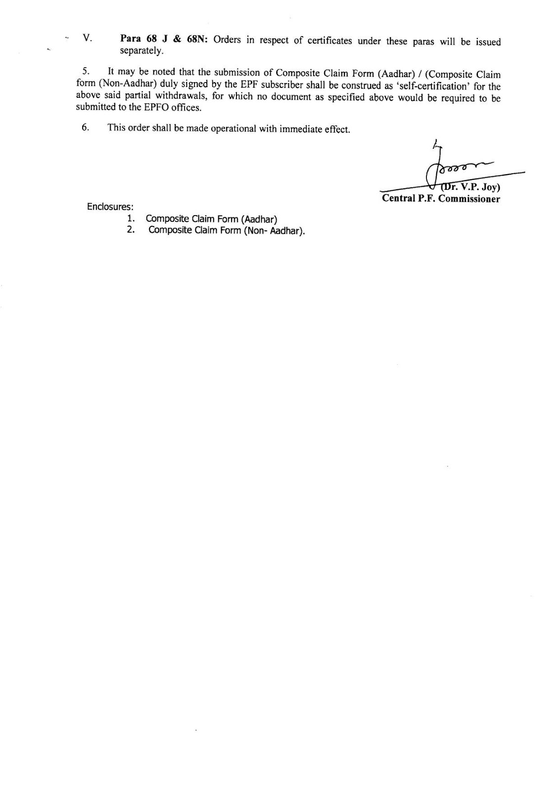 Introduction of Composite Claim Forms