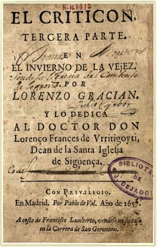 DIARIO DE A BORDO: Baltasar Gracián • El Criticón