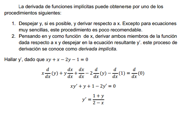 Calculo diferencial: 4.8 Derivada de funciones implícitas