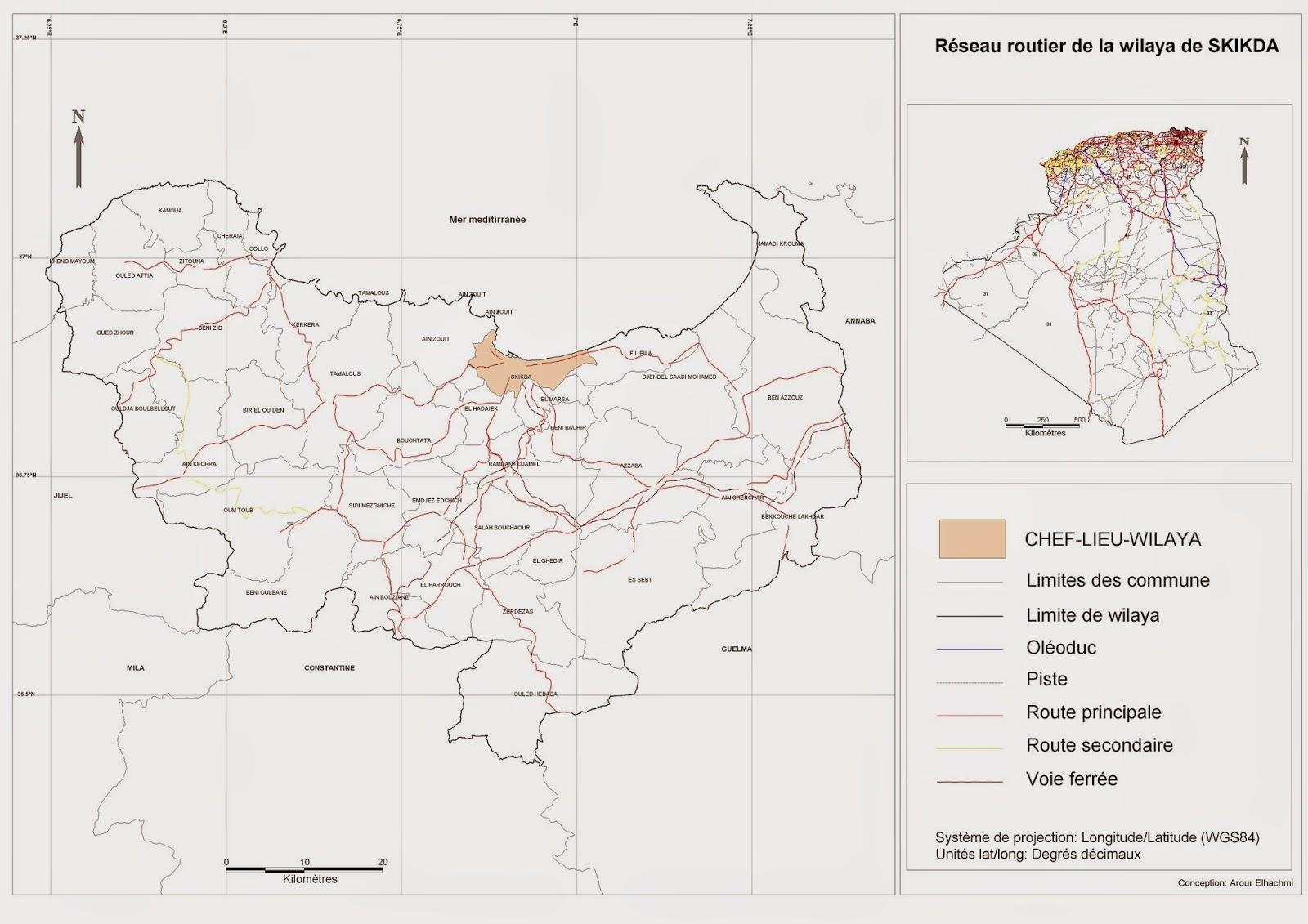 Découpage administratif de l'Algérie & Monographie: Carte du réseau ...