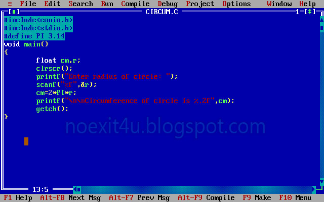 C Program To Calculate Circumference Of Circle ~ 9511