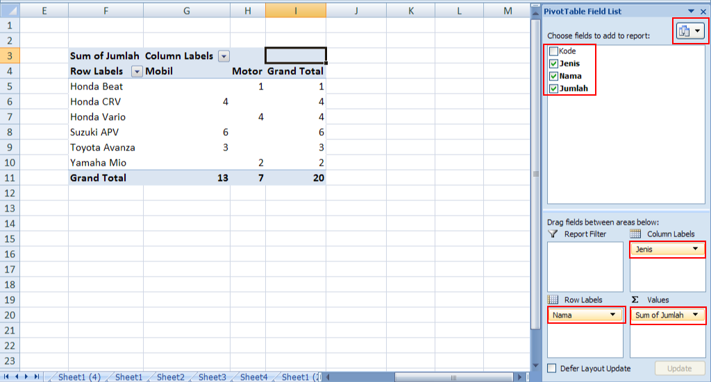 Pivot Table Excel Cara Membuat Menghapus Dan Refresh Pivot Table Excel Adh Excelcom Tutorial