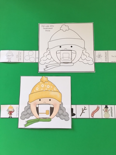 Old Lady Swallowed Snow Sequencing Strip Craft ~ Preschool Printables