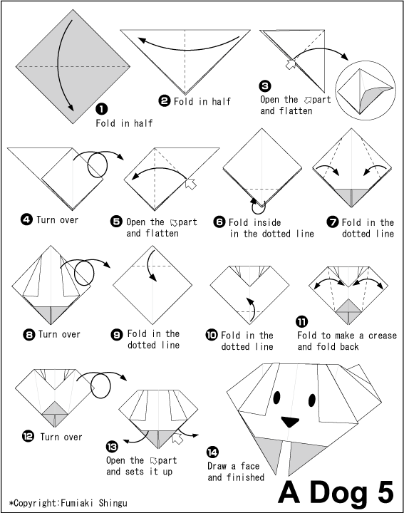 Origami A Dog5 - Easy Origami instructions For Kids