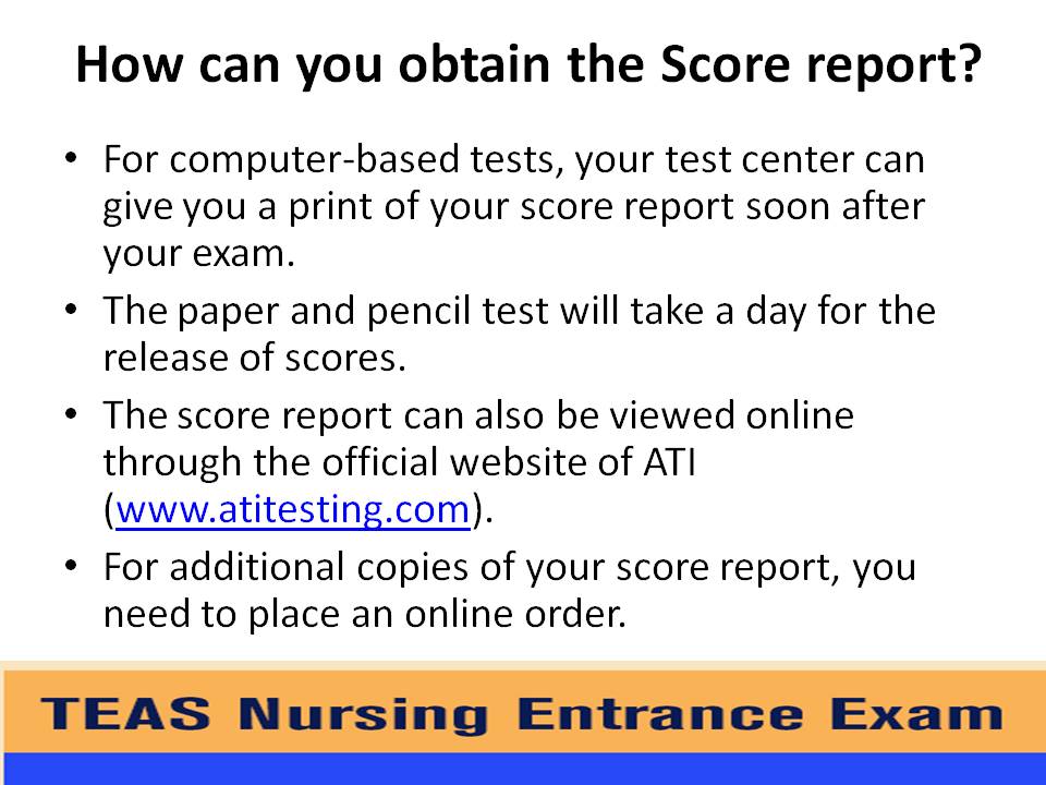PRE-NURSING ENTRANCE EXAM (TEAS EXAM): SCORING OF THE TEAS EXAM