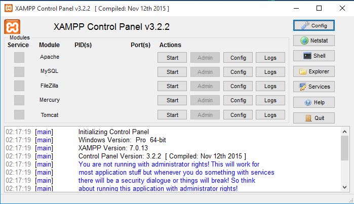 Langkah 1 Tampilan menu XAMPP