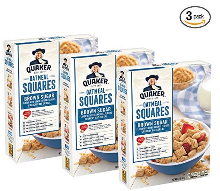 3 Boxes of 14.5oz Quaker Oatmeal Squares Brown Sugar $5.36 + Free ...