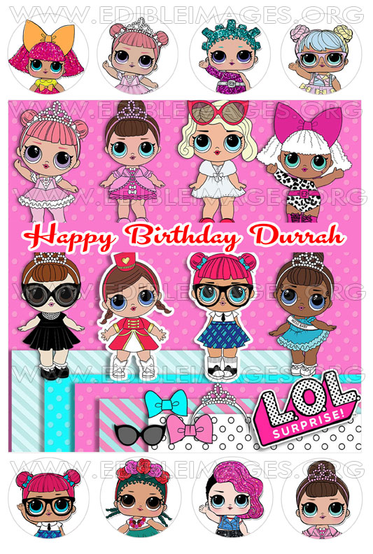 edible image LOL CAKE 7 inch square with cupcake - Aisha Puchong Jaya