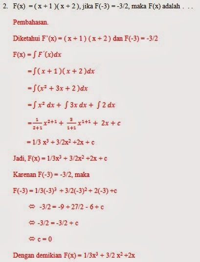 4 Soal Matematika: Soal integral lengkap dengan pembahasan