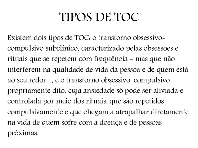 Os sintomas do TOC