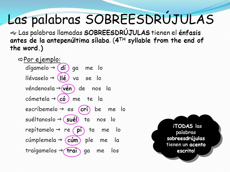 Portafolio sobre reglas de acentuación: Palabras sobreesdrújulas