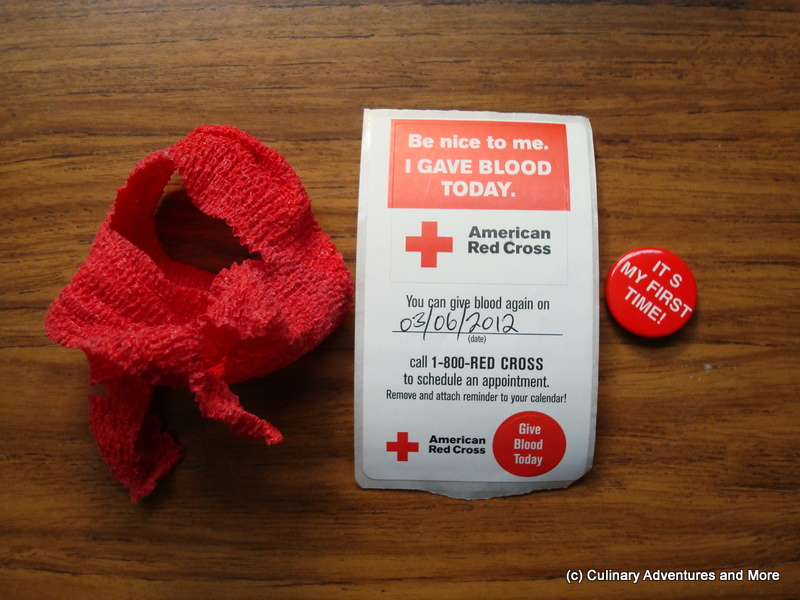Culinary Adventures and More : A Red Cross Adventure Donating Blood