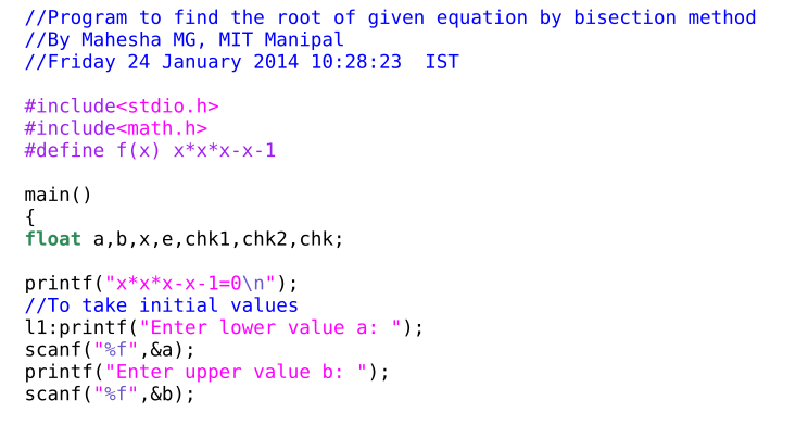 Computational Physics C Code Bisection Method New 