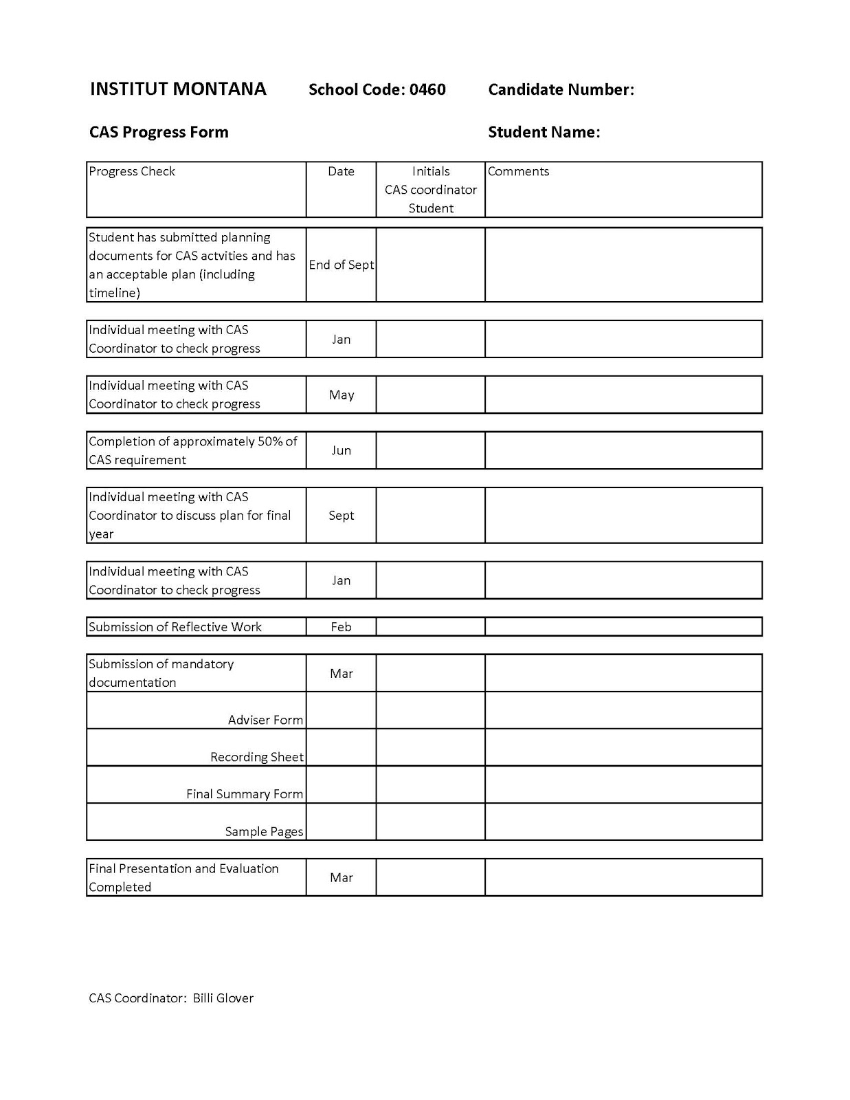 Forms for CAS