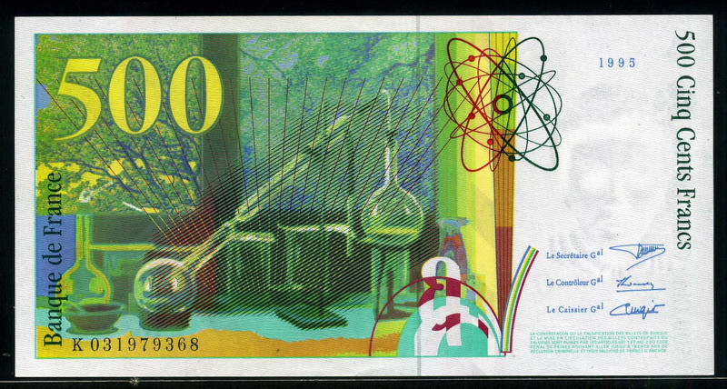 France banknotes 500 French Francs banknote of 1995 Pierre and Marie ...