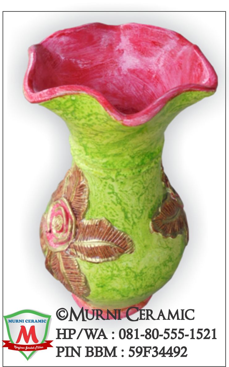 KERAJINAN GERABAH PILIHAN | MURNI CERAMIC: Guci Motif Bunga