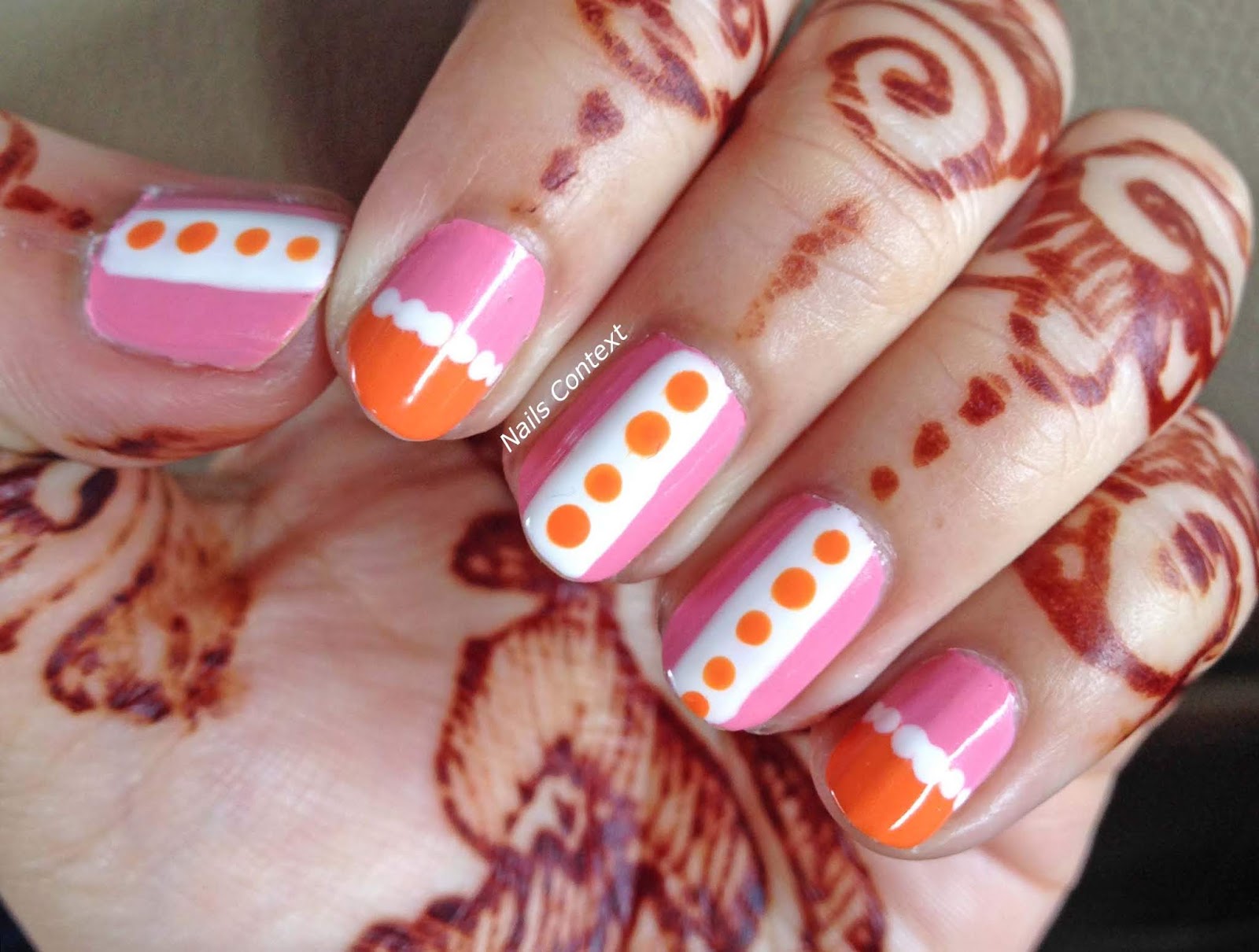 Nails Context: Pink n Orange