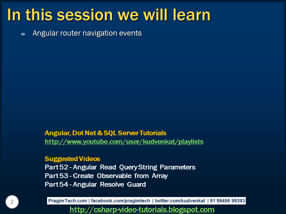Sql Server Net And C Video Tutorial Angular Router Navigation Events Slides