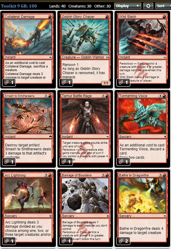 Magic the Gathering Adventures: Origins Toolkit Red Green Deck