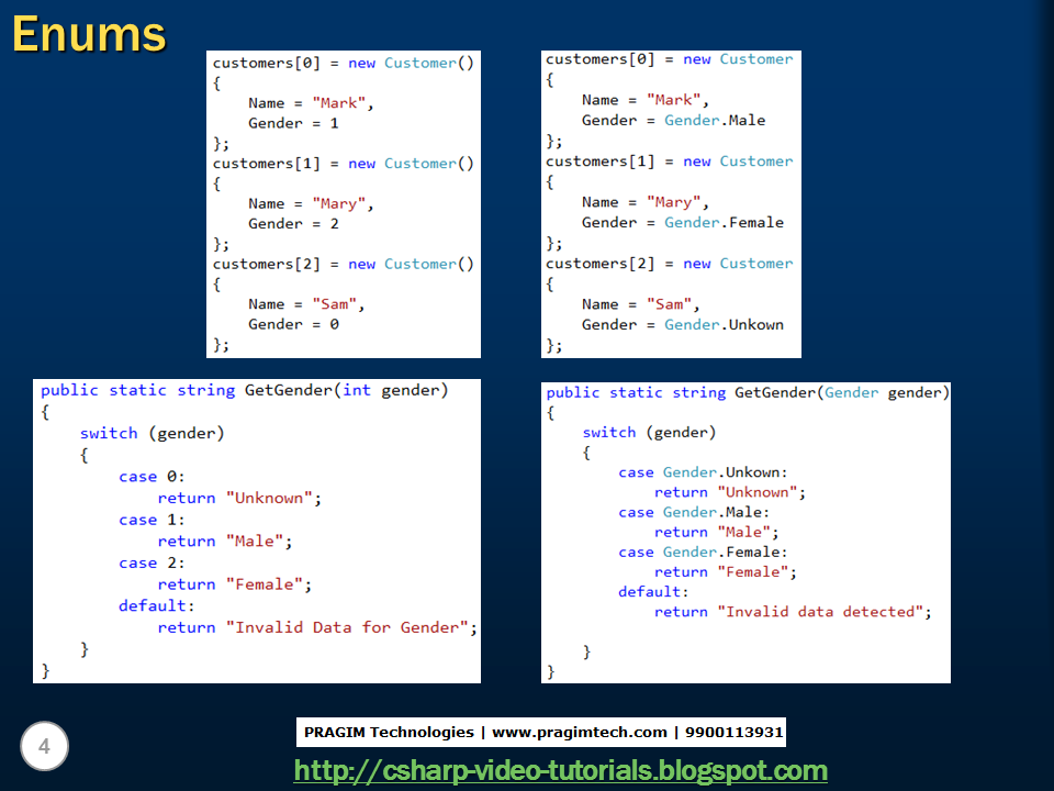 Sql server, .net and c# video tutorial: Part 47 – Enums