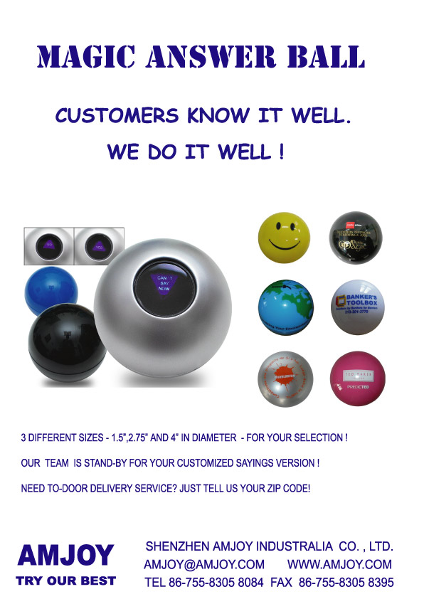 CUSTOM MAGIC ANSWER BALL 8 BALL - PROMO GOODS SUPPLIER: 2012