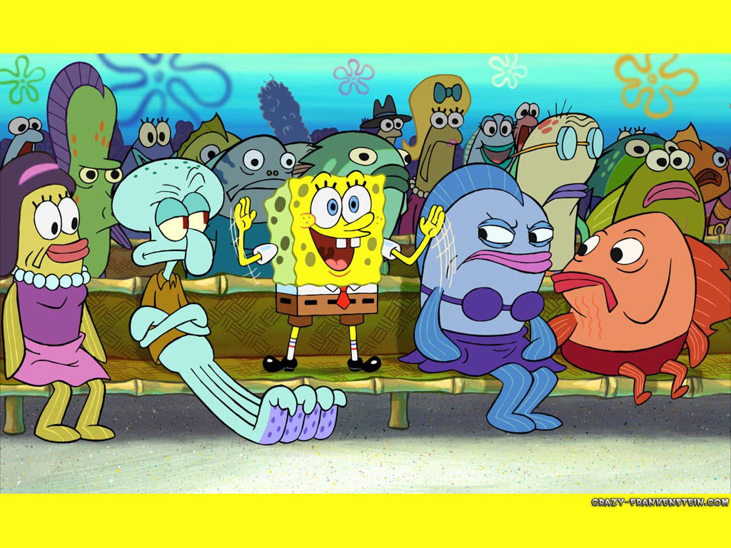 Cheerleading spongebob wallpaper in bikini bottom with squidward ...