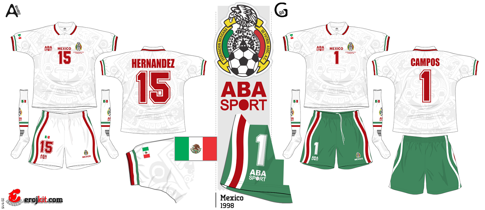 Kit Design, by eroj: 1998 México (Home e Away)