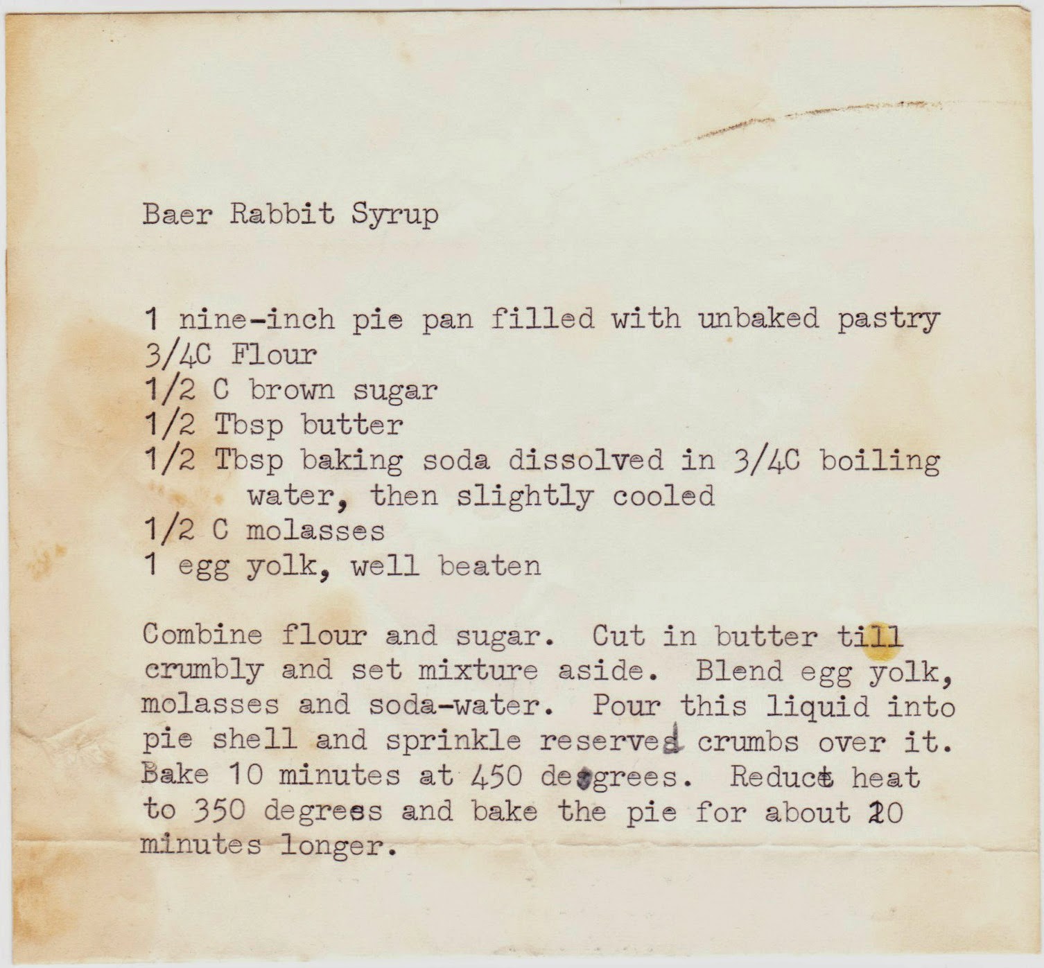 Papergreat: Found recipe: A pie made with Brer Rabbit syrup (or perhaps ...