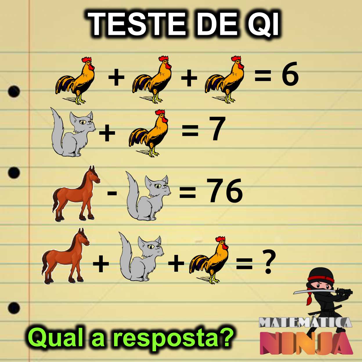Teste de QI: Sistema matemático de animais!