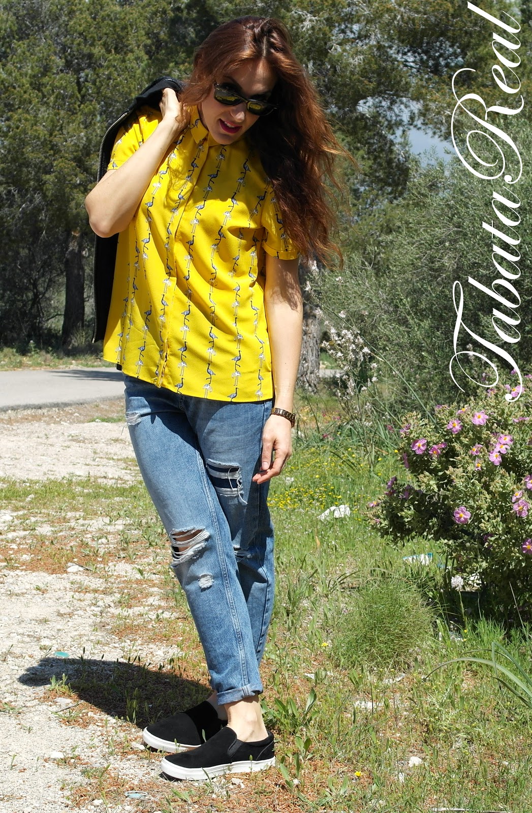 TabataReal: Outfit BLUE FLAMINGOS & RIPPED JEANS