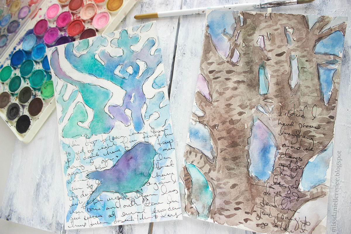 Miss Danielle Renee: [Tutorial] Watercolor Art Journaling with Stencils