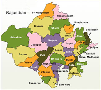 Rajasthan Map District Wise in Hindi - जिला दर्शन GK