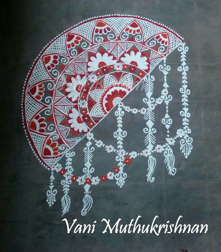 TELUGU WEB WORLD: ANDAL AMMAVARU - PEACOCKS AND FLOWERS RANGOLI ART 2017