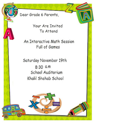 Makassed KSPS: Math Session Invitation card