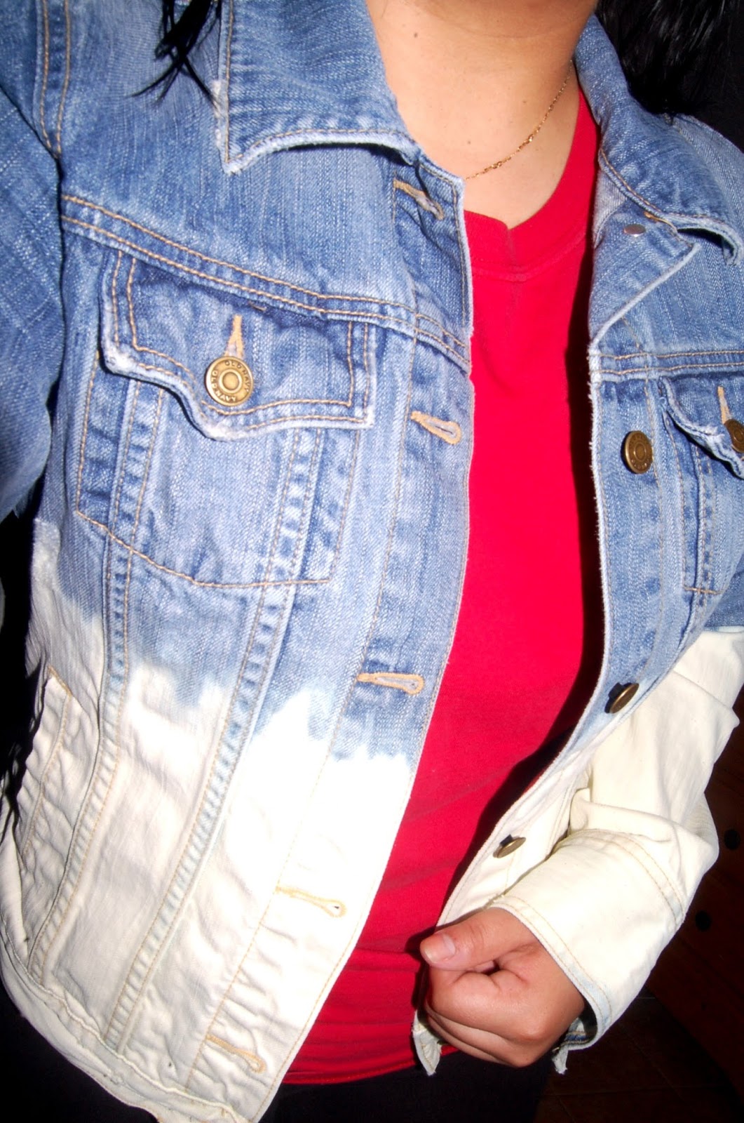 Kerencia: DIY studded ombre bleached denim jacket.