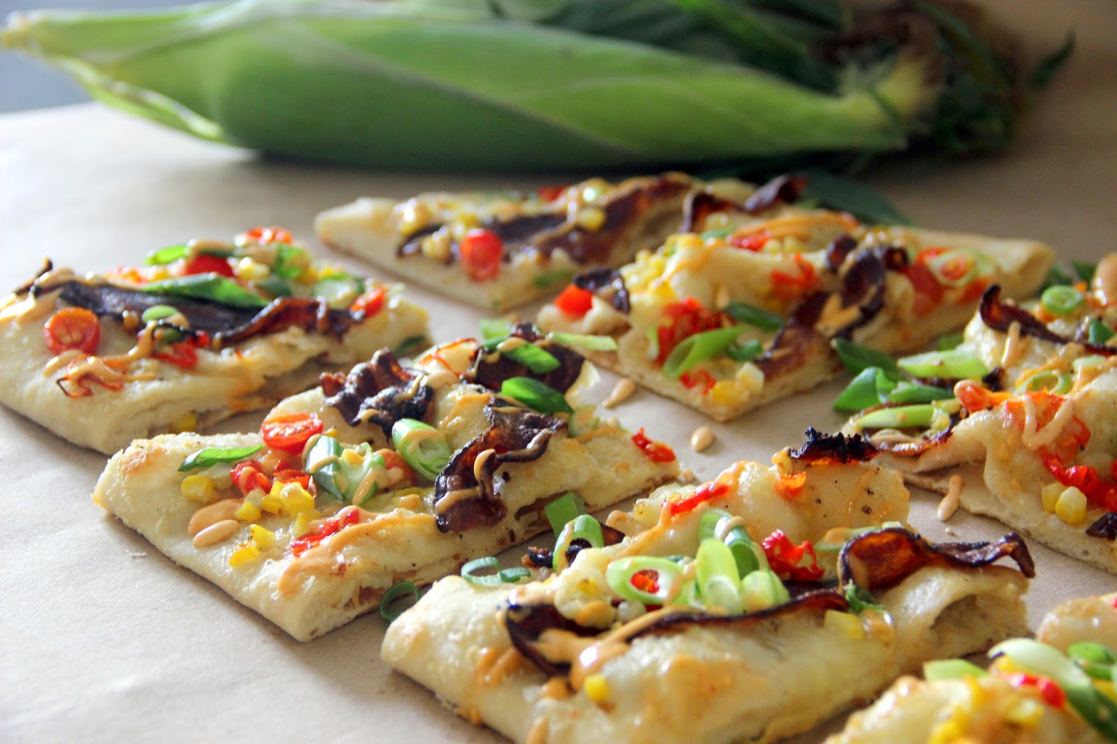 The Owl with the Goblet: Cheesy Bacon Corn and Chili Flatbread ...