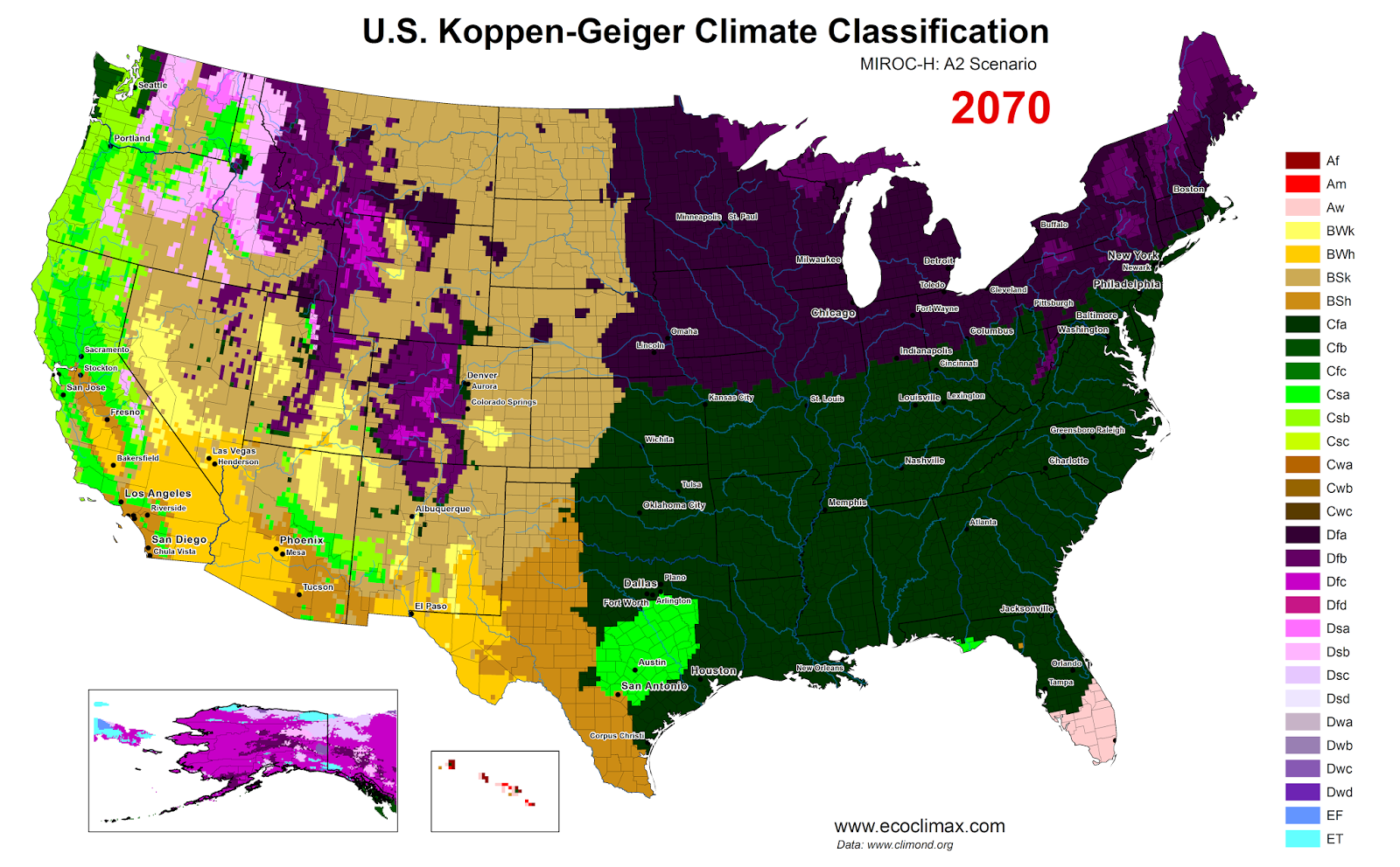 U.S. map after global warming