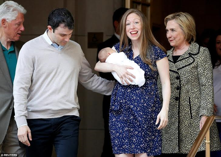 Photos: Chelsea Clinton smiles while leaving the hospital with her ...