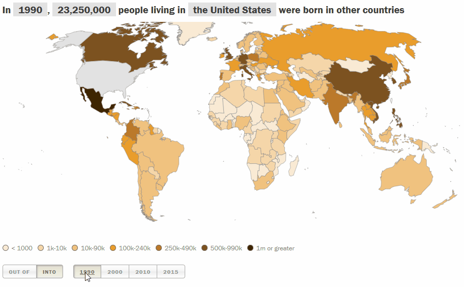 Origins and Destinations of the World’s Migrants (1990 - 2015) - Vivid Maps