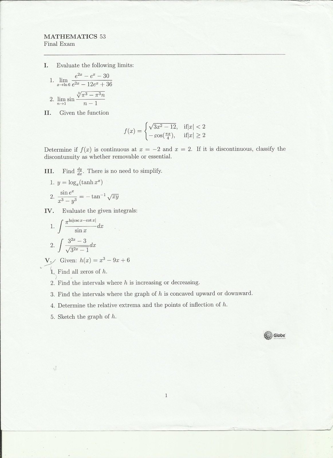 UPD Samplexes, Readings, and Materials: UPD Math 53 (Now Math 21) Final ...
