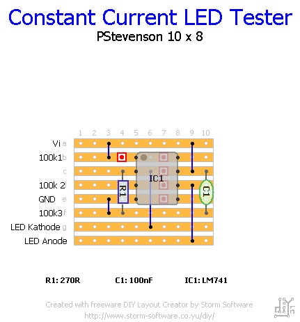 Paul In The Lab: Constant Current Led Tester Stripboard Veroboard Layout