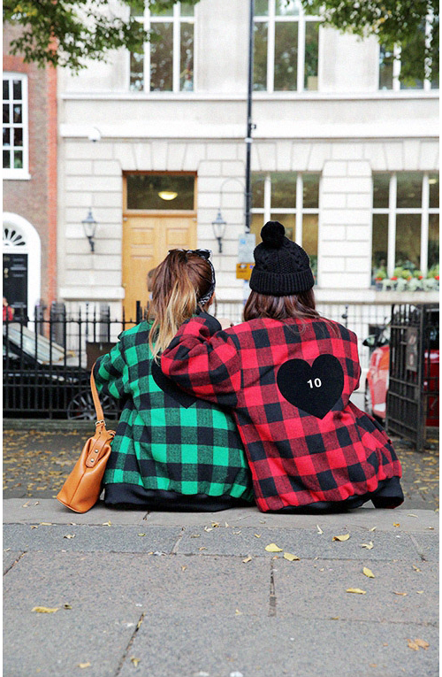 [Stylenanda] Colored Woolen Check Bomber Jacket | KSTYLICK - Latest ...