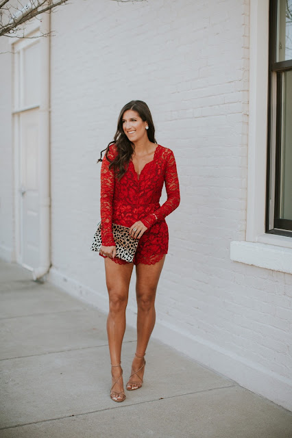 ONE: Red Lace Romper