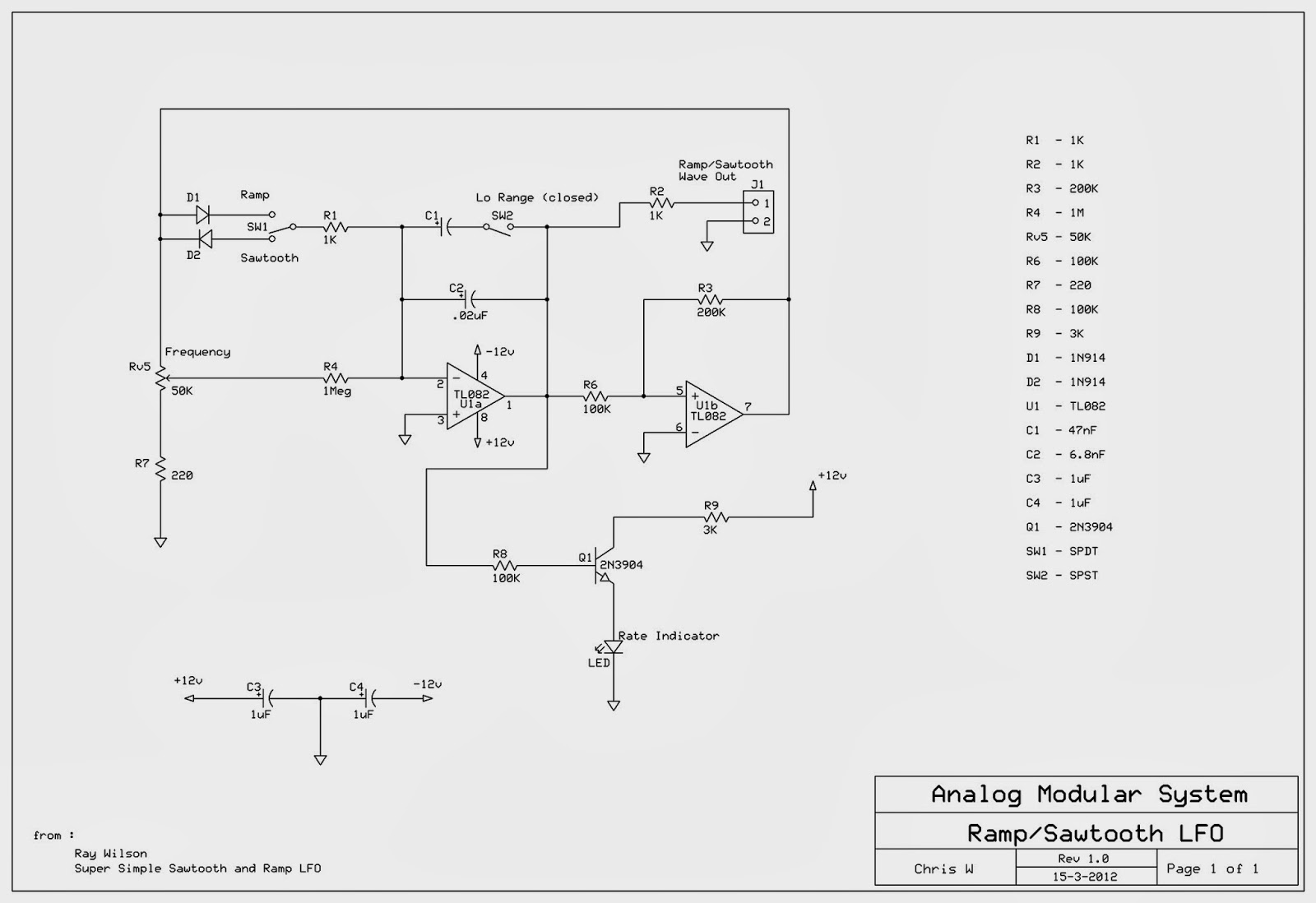 Analog Modular System: Super Simple Ramp and Sawtooth LFO