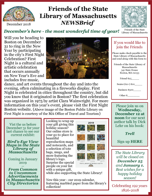 State Library of Massachusetts: Friends of the Library Newsletter ...