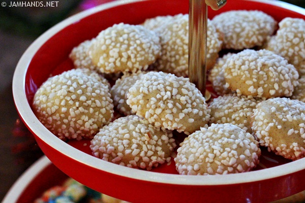 Orange and Clove Spritz Cookies Rolled in Swedish Pearl Sugar