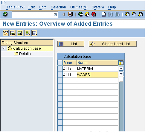 SAP Controlling: Costing sheet