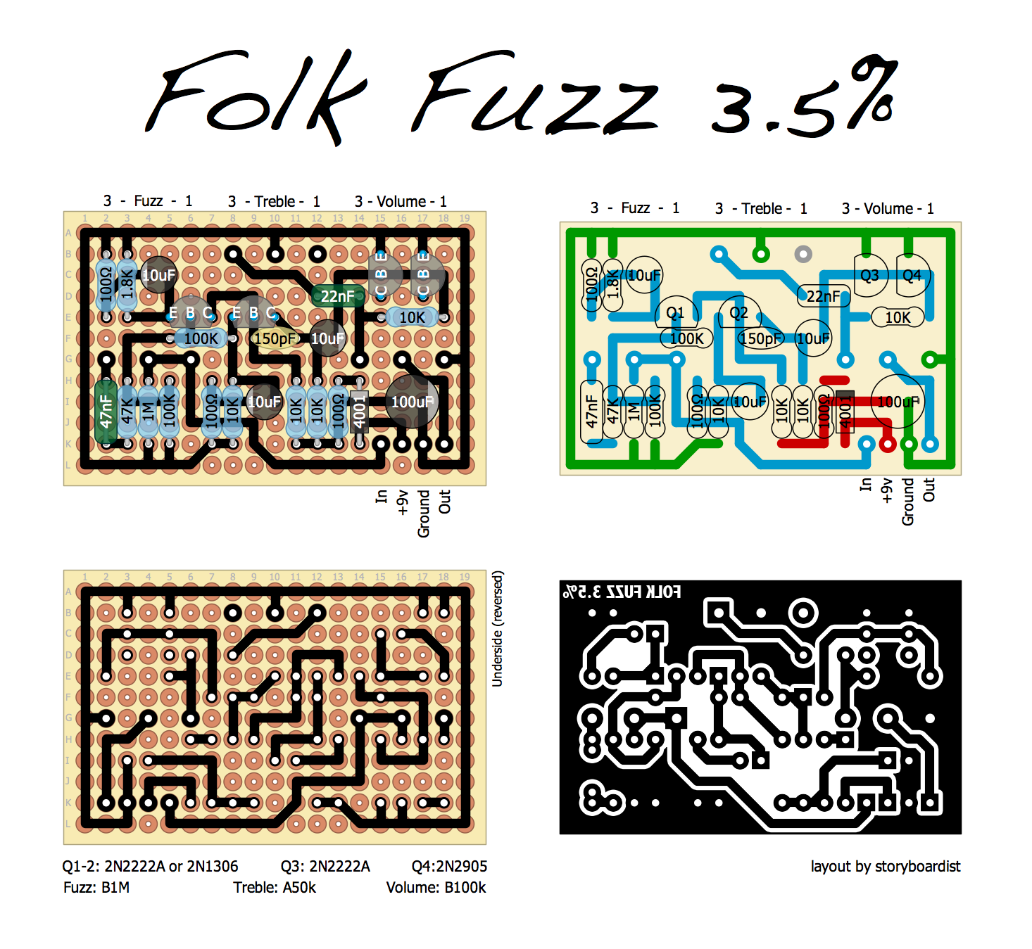Perf and PCB Effects Layouts: BJFE Folk Fuzz 3.5%
