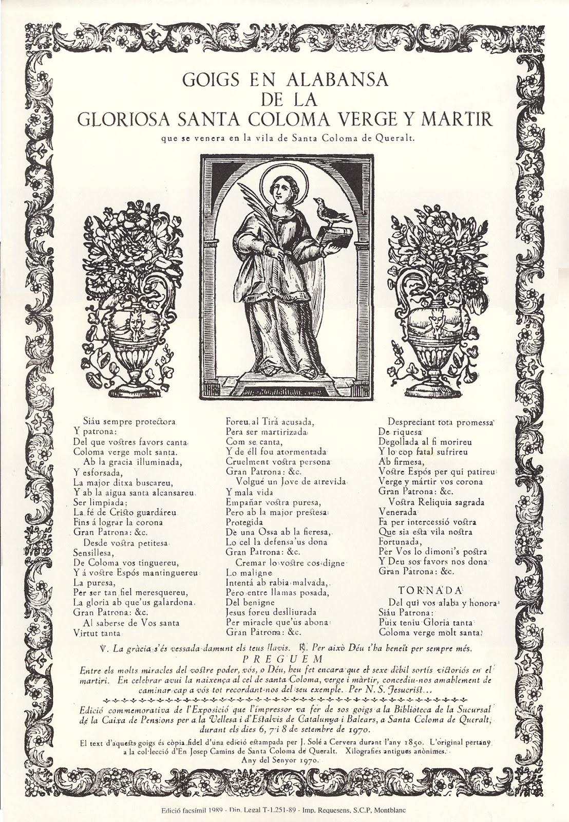 Els Goigs de La Ruta del Cister: 312 - SANTA COLOMA