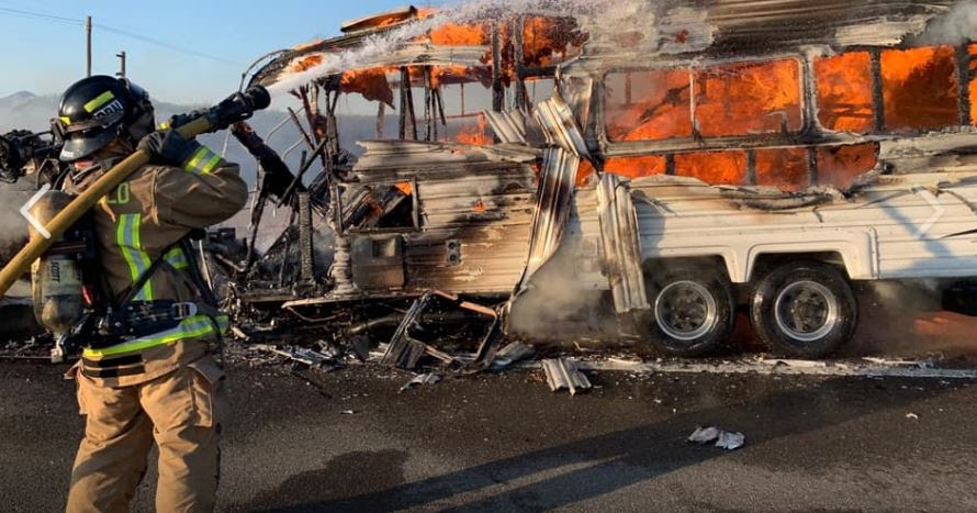 Truck and Trailer Fire South of Greenfield on 101